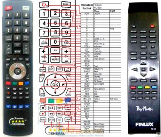 Finlux RC500 - replacement remote control - 13.8 EUR : REMOTE CONTROL WORLD